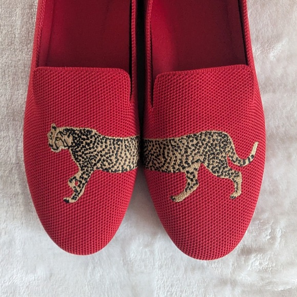 Vivaia | Shoes | Vivaia Audrey Red Cheetah Knit Flats Loafers Womens Sz ...